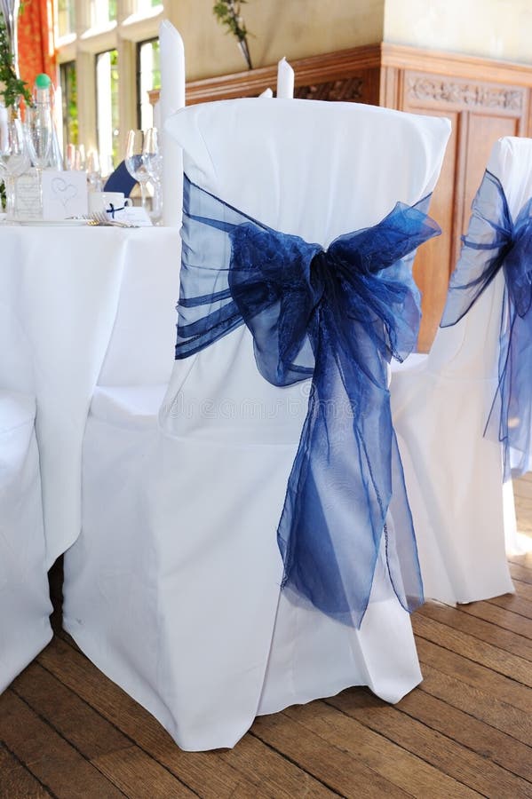 Blue chair cover stock image. Image of blue, event, decor - 25873743