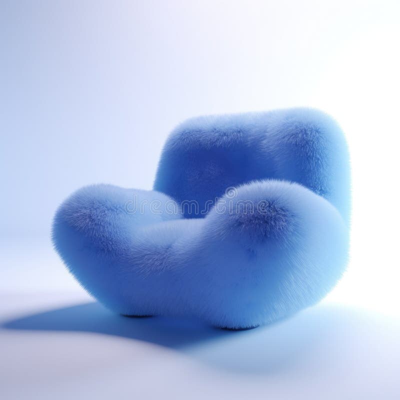 A Blue Chair with Fluffy Fur on it Stock Illustration - Illustration of ...