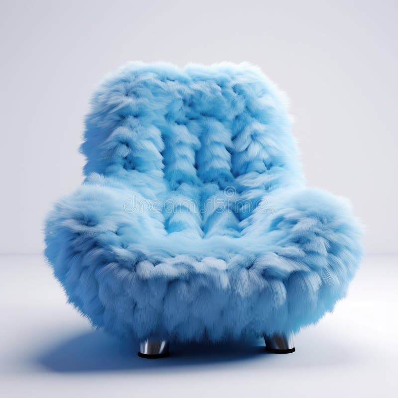 A Blue Chair with Fluffy Fur on it Stock Illustration - Illustration of ...