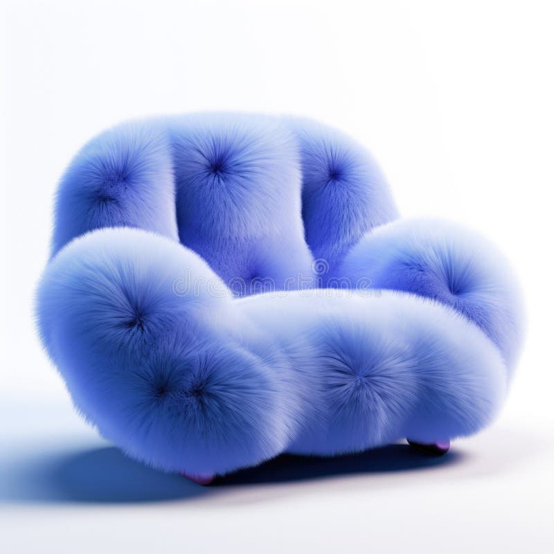 A Blue Chair with Fluffy Fur on it Stock Illustration - Illustration of ...