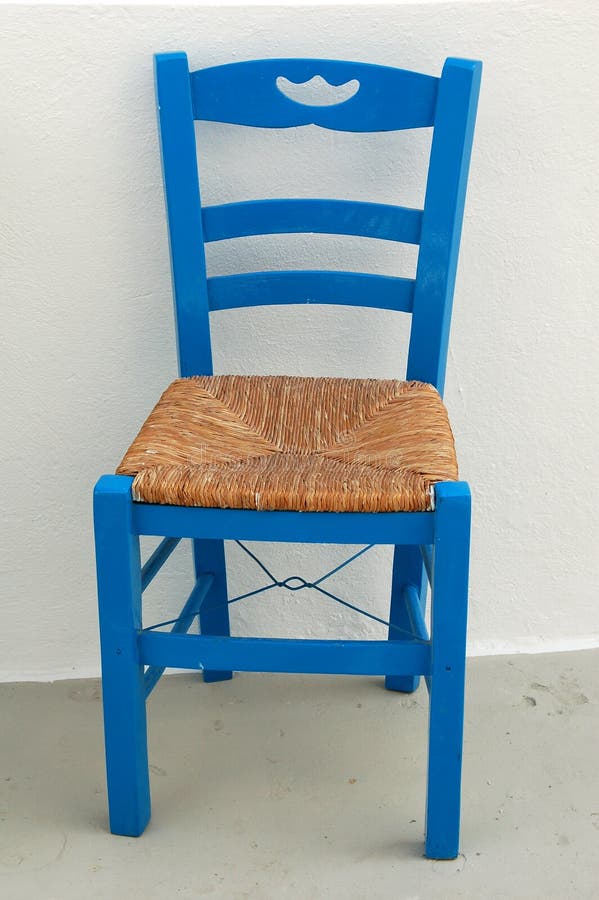 Blue Chair on Greek Patio stock image. Image of european - 2889819
