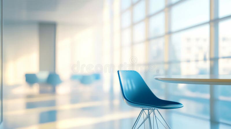Blue Chair and Table in Modern Office Interior Stock Illustration ...
