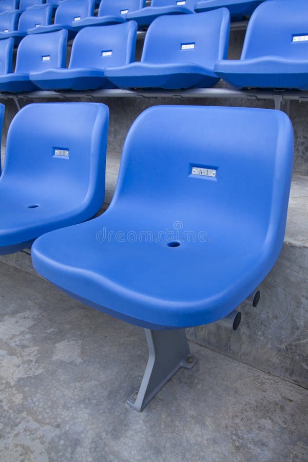 Blue Chairs in the Stadium. Stock Photo - Image of clouds, game: 17434348