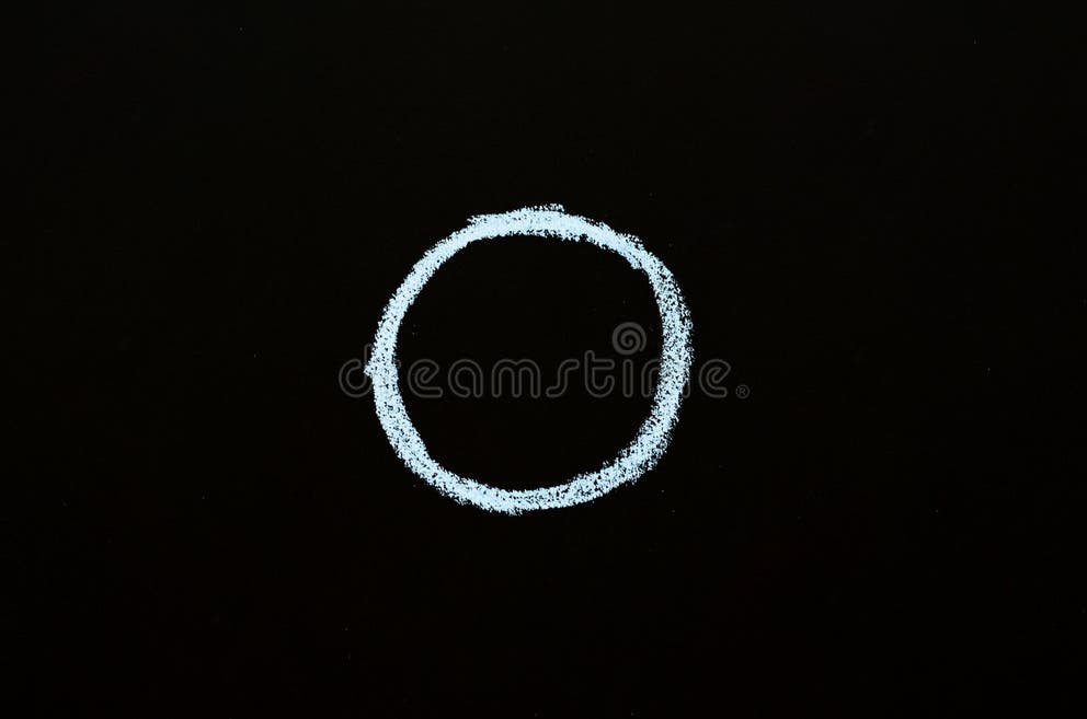 Blue Chalk Drawn Circle on Blackboard. Stock Image - Image of hand ...