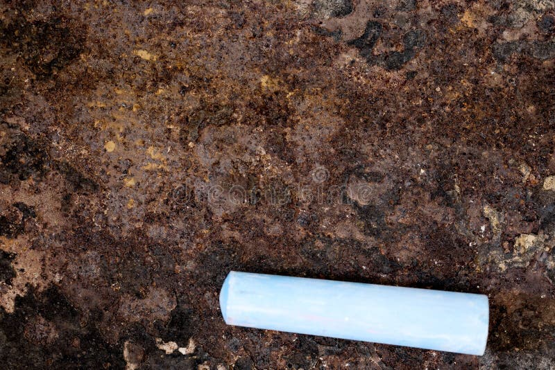 Blue Chalk Pencil on Rusty Ground, Copyspace Stock Photo - Image of ...