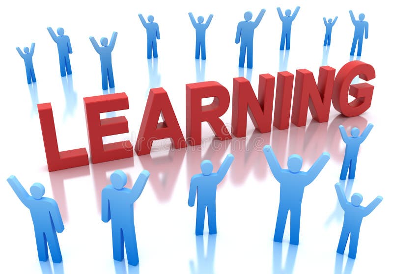 Blue Characters Round the Word Learning Stock Illustration ...