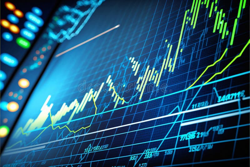 Blue Bar and Pie Chart Business Graph Stock Illustration - Illustration ...