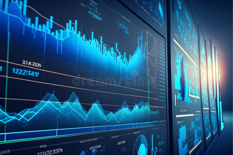 Blue Chart Trading Background Stock Photo - Image of abstract, success ...