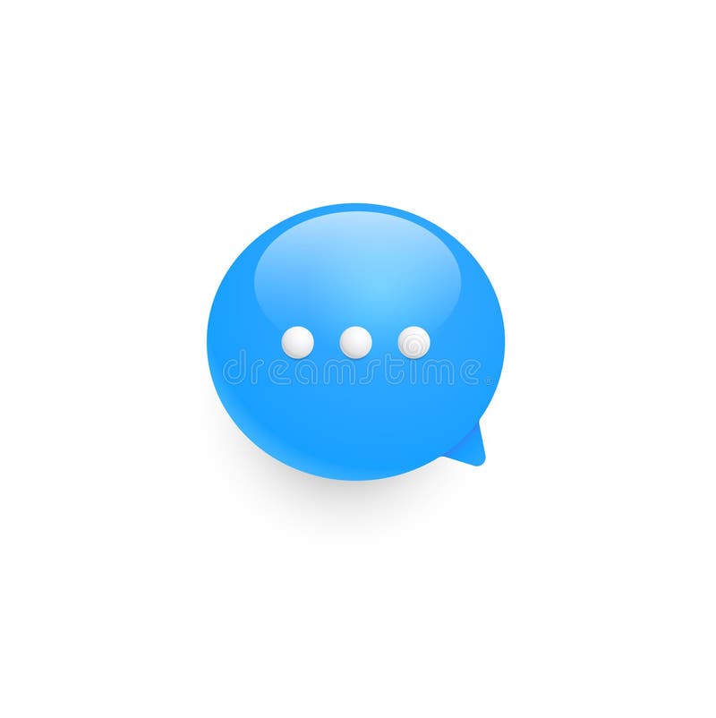 Blue Chat Bubble in Skeuomorphic Style. Vector Illustration. Stock ...