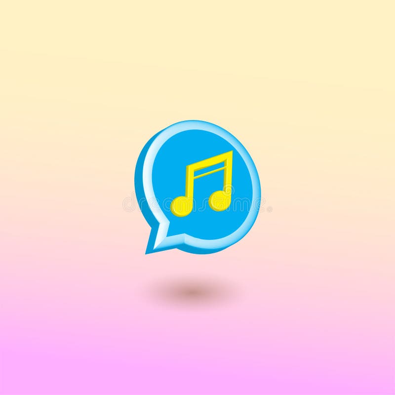 Blue Chat Bubble with Yellow Musical Note, Beamed Sixteenth Note in ...