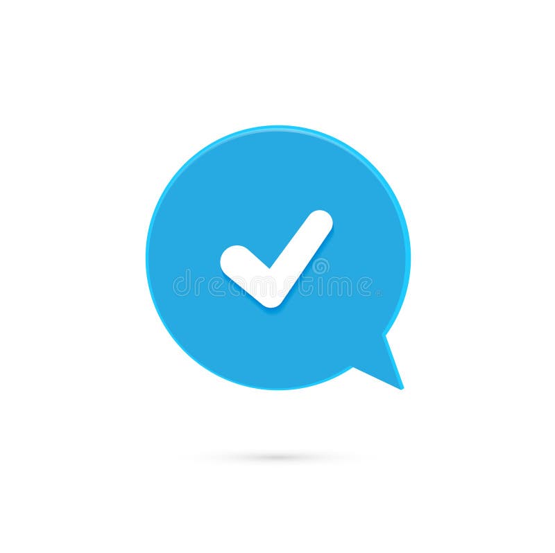 Blue Chat Icon Design with White Checked Sign. Vector Illustration ...