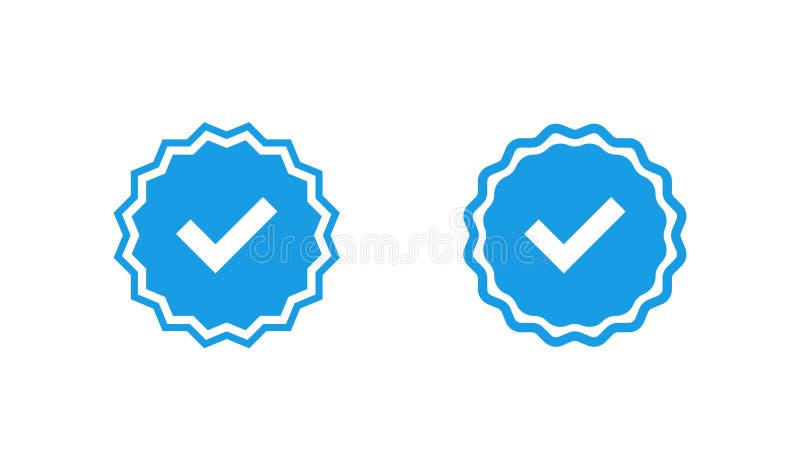 Blue Check Mark Badge Icons in Flat Style, Vector Stock Illustration ...