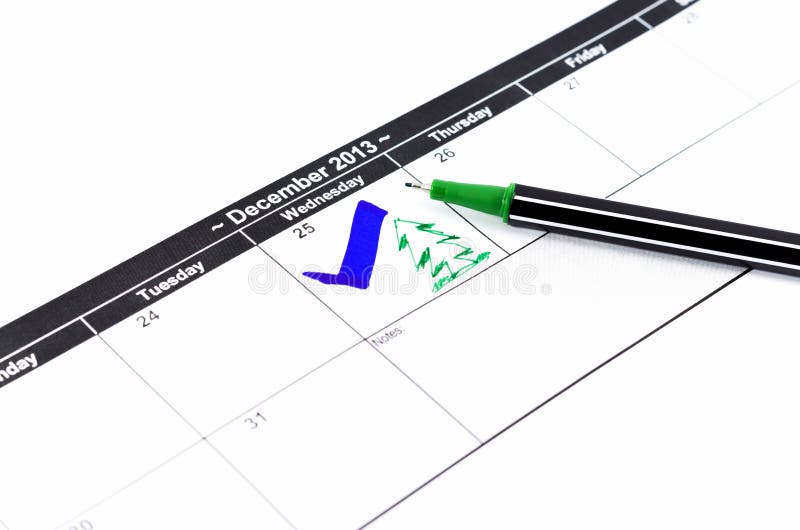 Blue Check. Mark on the Calendar at 1St January 2014 Stock Image ...