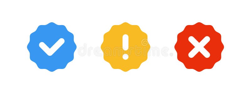 Blue Check Mark, Exclamation Point, X Mark. Check Mark Signs Stock ...