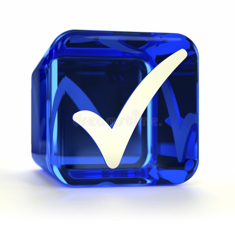 Blue Check Mark Icon stock illustration. Illustration of icon - 26500304