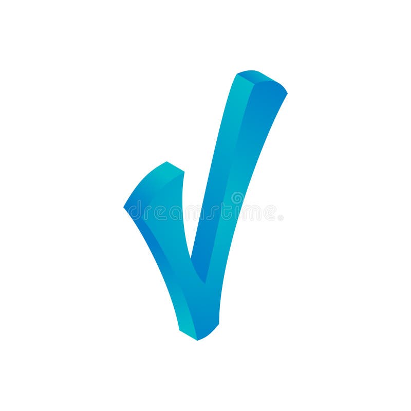 Blue Check Mark Icon, Isometric 3d Style Stock Vector - Illustration of ...