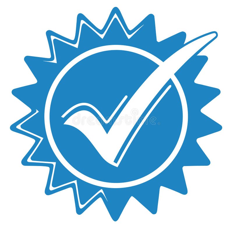 Vector Art of Blue Check Mark Icon within a Starburst Circle Isolated ...