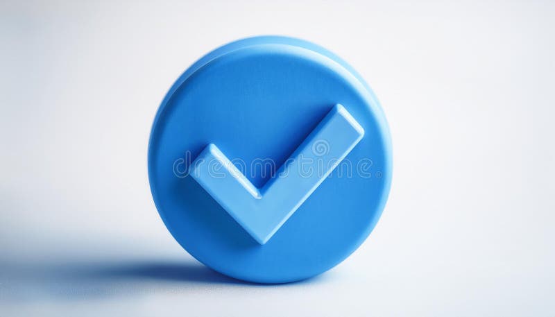 Blue Check Mark Icon. Symbol of Approval. 3D Rendering, Modern ...