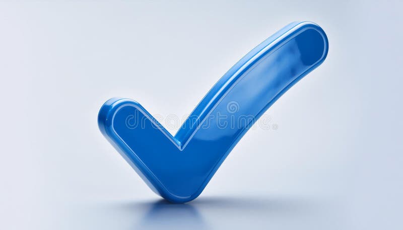Blue Check Mark Icon. Symbol of Approval. 3D Rendering, Modern ...