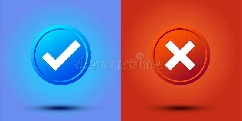 Blue Check Mark and Red Cross Vector Design Stock Vector - Illustration ...