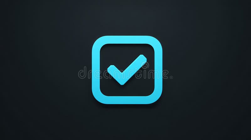 Blue Check Mark in Square Box on Dark Background Stock Illustration ...