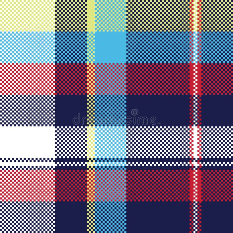 Blue Check Pixel Fabric Texture Seamless Pattern Stock Vector ...