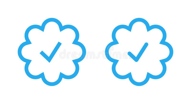 Blue Check, Verified Tick Icon Vector in Line Style. Social Media ...