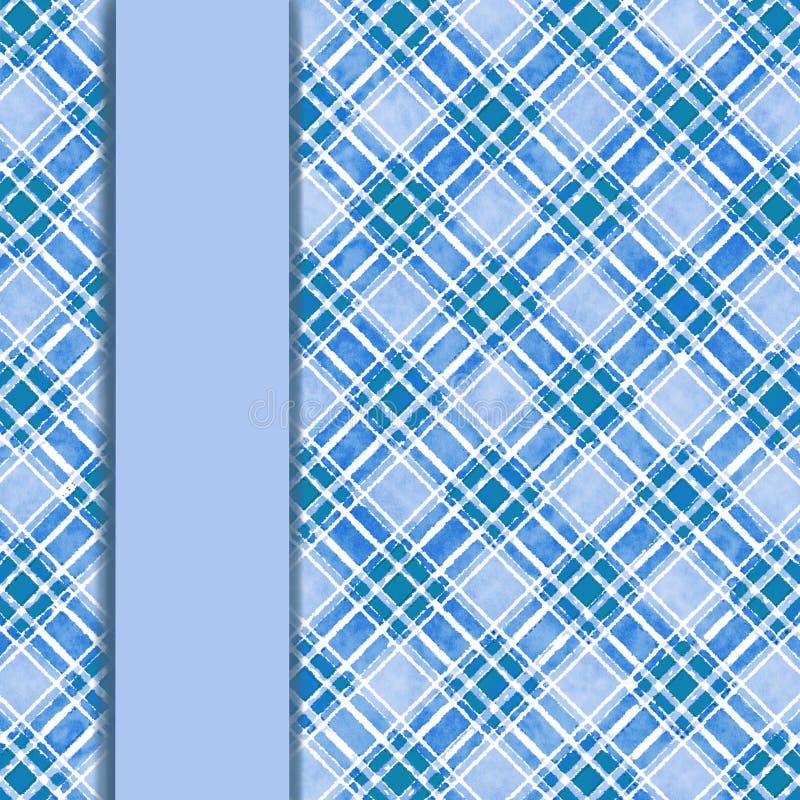 Blue Checkered Background with Wide Stripe for Text. Geometric Pattern ...
