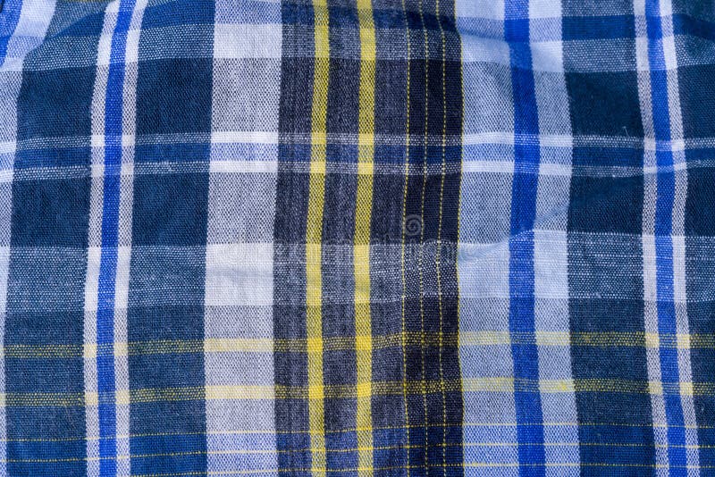 Blue Checkered Fabric with Blue Stripes As the Background Stock Photo ...