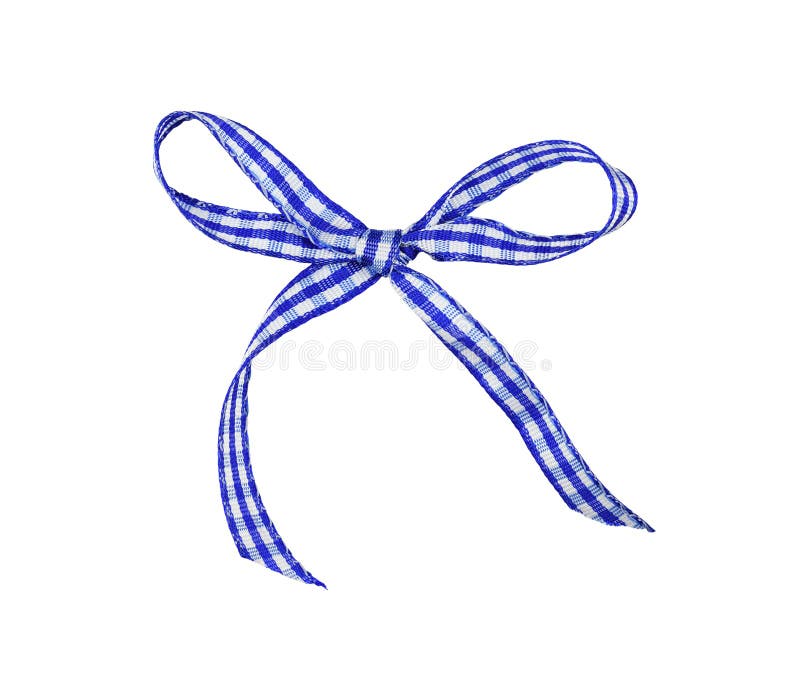 Blue Checkered Satin Ribbon Bow Stock Image - Image of checked, silk ...