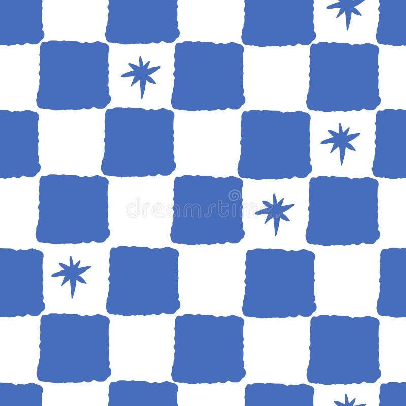 Blue Checkered Stars Seamless Pattern Stock Vector - Illustration of ...