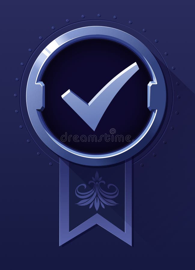 Blue Checkmark Badge. Quality Certification and Approval Symbol Stock ...