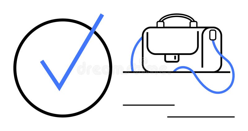 Blue Checkmark in Circle Next To Briefcase Representing Task Completion ...