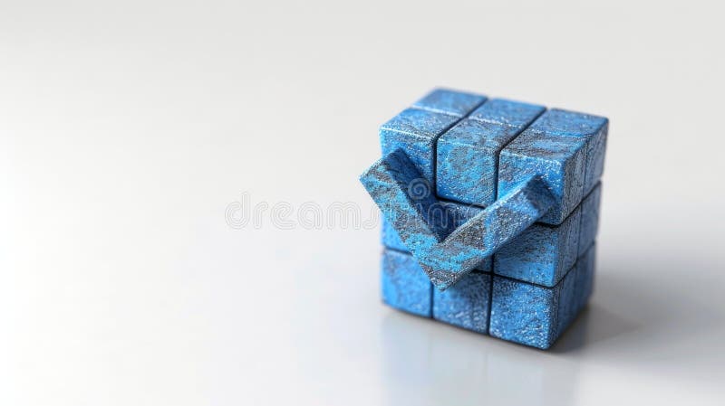 Blue Checkmark Embedded on a Textured Cube, White Background. Voting ...