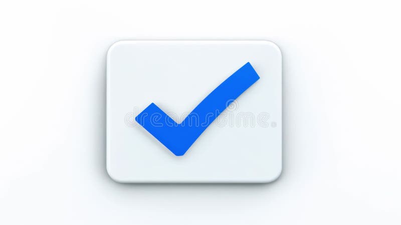 Blue Checkmark Icon on White Background. Concept of Approval ...