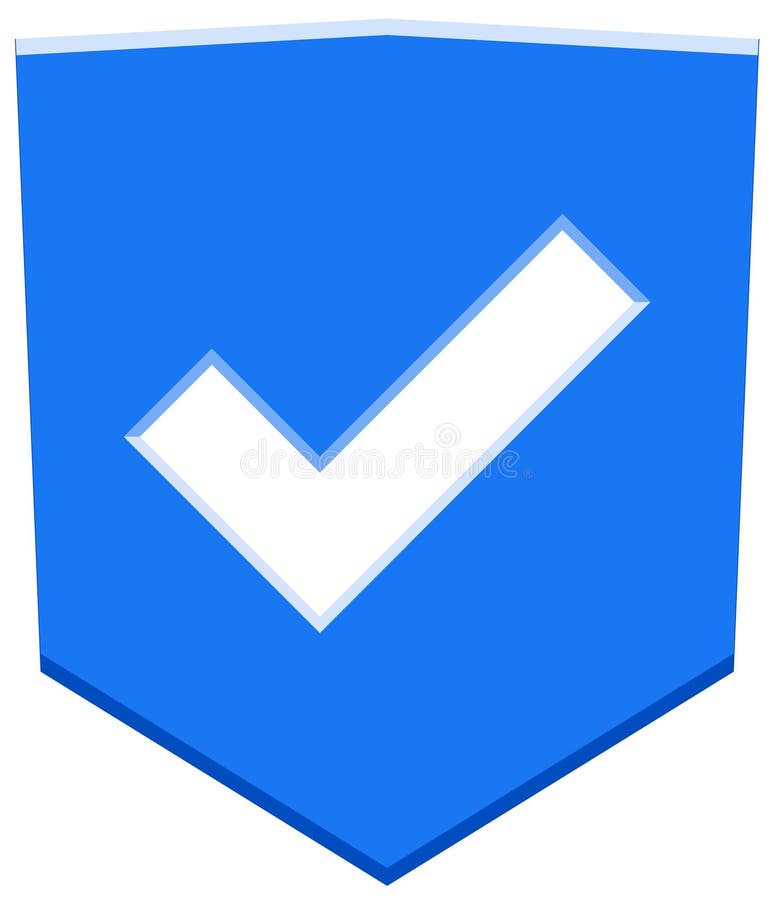 Blue Checkmark on Shield Crest Vector Illustration Icon Stock Vector ...