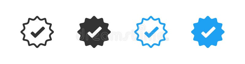 Blue Checkmark Verification Icon Set. Check Mark Tick Isolated Sign ...