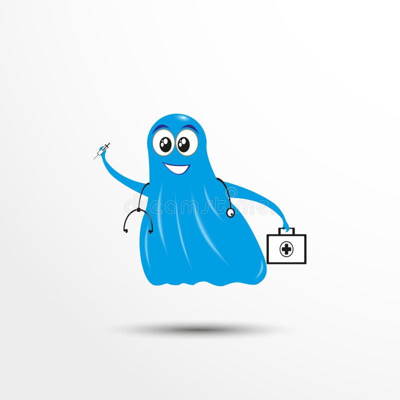 Blue Cheerful Ghost. Vector Illustration of an Animated Style. Stock ...