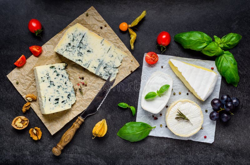 Blue Cheese and Brie Soft Cheese Stock Photo - Image of mold, cheese ...