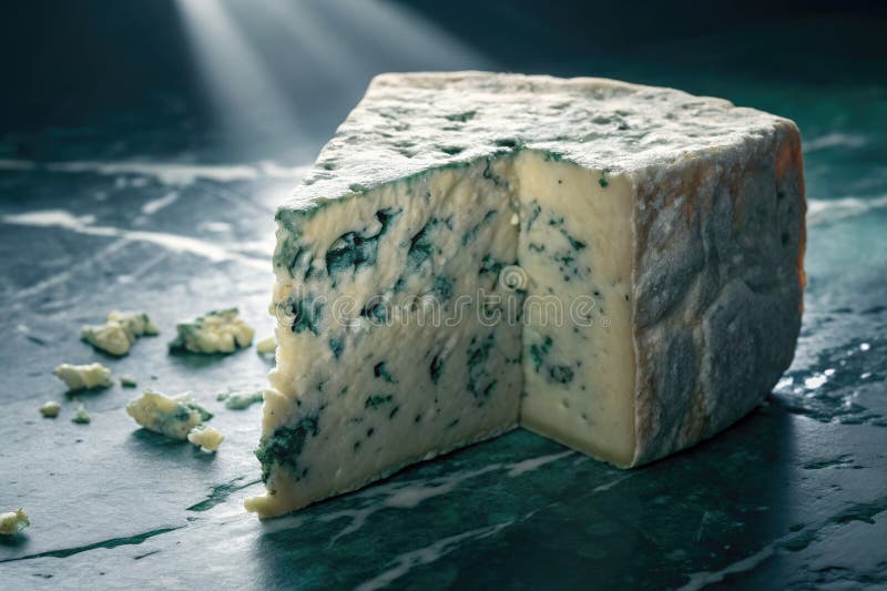 Blue Cheese with Characteristic Veined Mold Structures Displayed on a ...