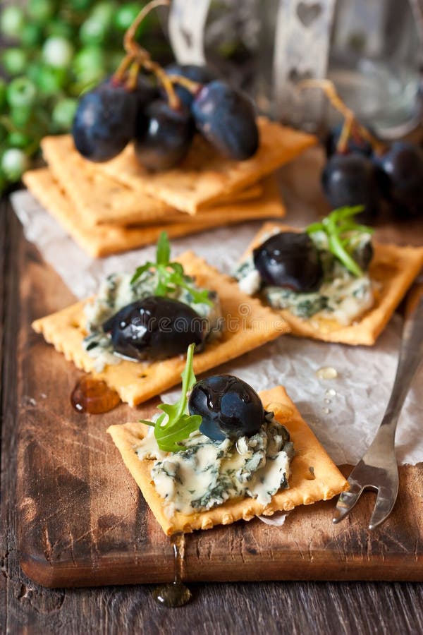 Blue cheese crackers. stock photo. Image of cracker, honey - 38115316