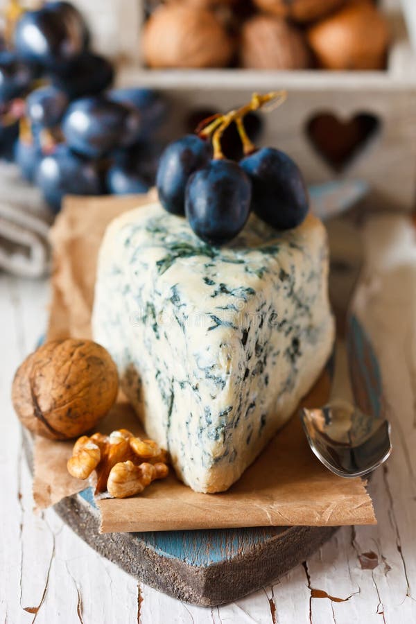Blue cheese. stock photo. Image of french, grape, background - 39446762