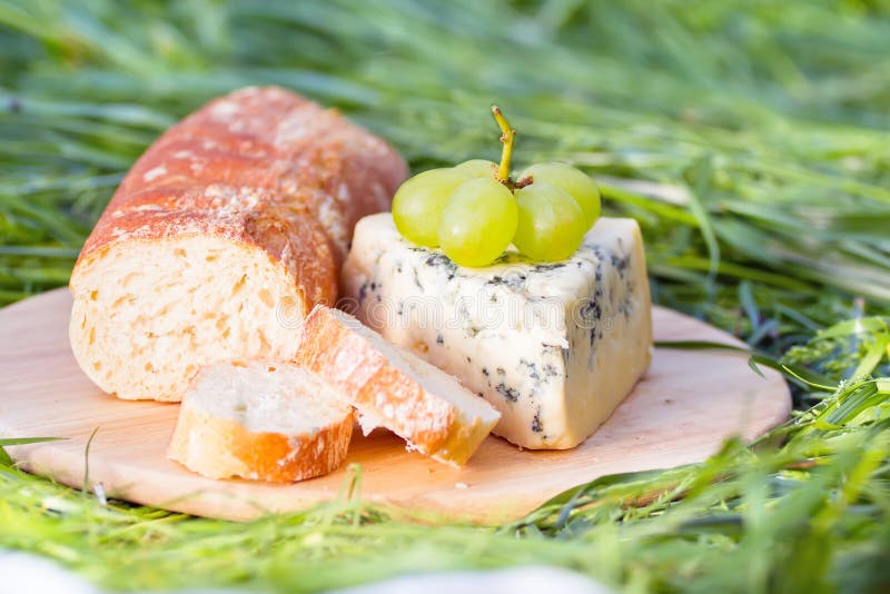 Blue cheese with grapes stock image. Image of farm, green - 45327465