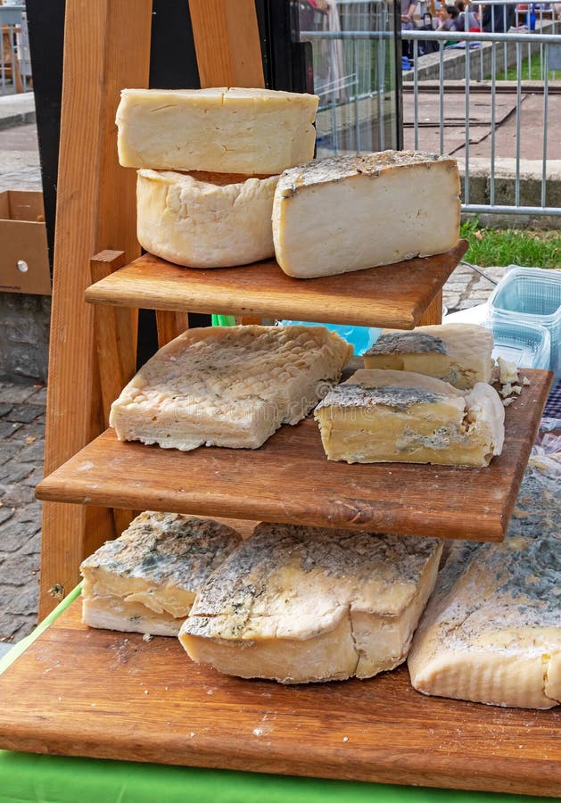 Blue Cheese on Market Stall Stock Photo - Image of cheese, outdoors ...