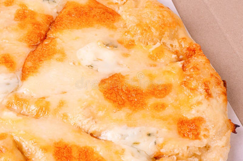 Blue Cheese Pizza in a Cardboard Box. Pizza Food Delivery Stock Photo ...