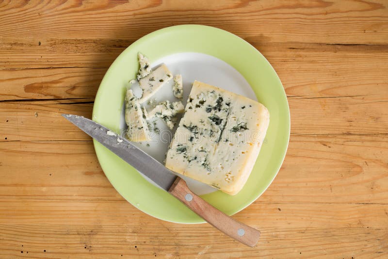 Strong Tasty Roquefort Blue Cheese on a Plate. Stock Photo - Image of ...