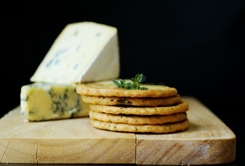 Blue Cheese Selection with Crackers Stock Image - Image of kitchen ...