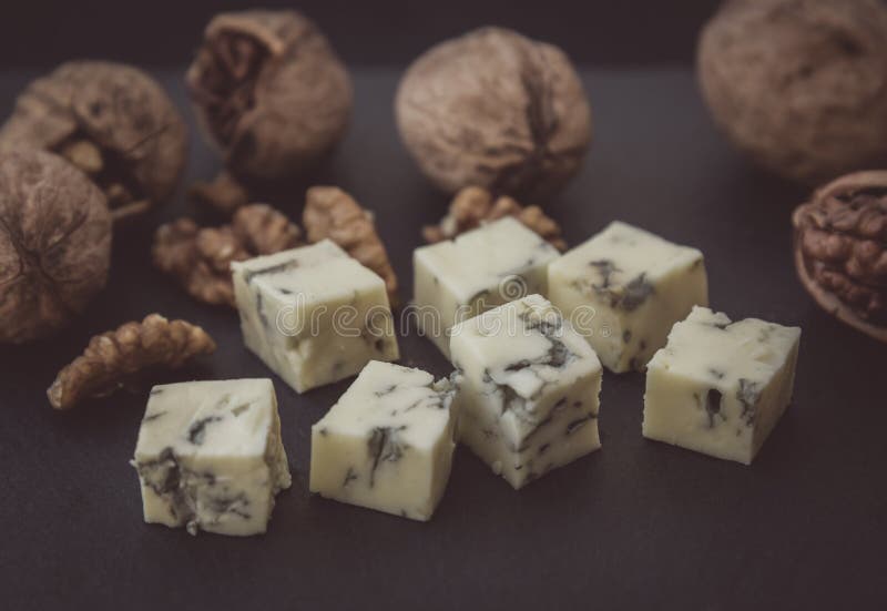 Blue cheese and walnuts stock image. Image of snack, macro - 87173001