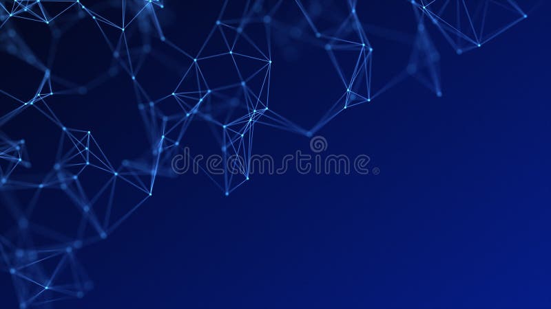 Blue Chemical Plexus of Molecules. Blue Particles Connected by Lines. Symmetrical Scientific ...