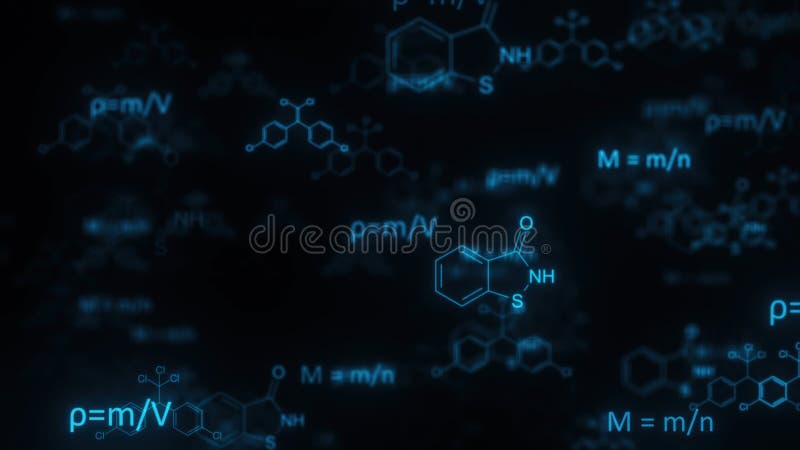 Blue chemistry formulas stock illustration. Illustration of structure ...